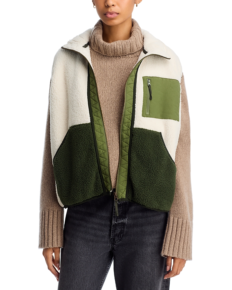 The Great. The Plush Tundra Zip-Up Vest - Cream Army | Editorialist